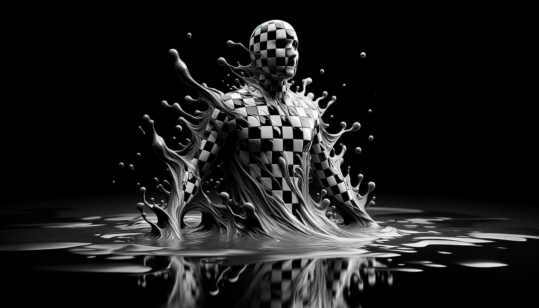 A detailed raw photo of a checkerboard entity with a...