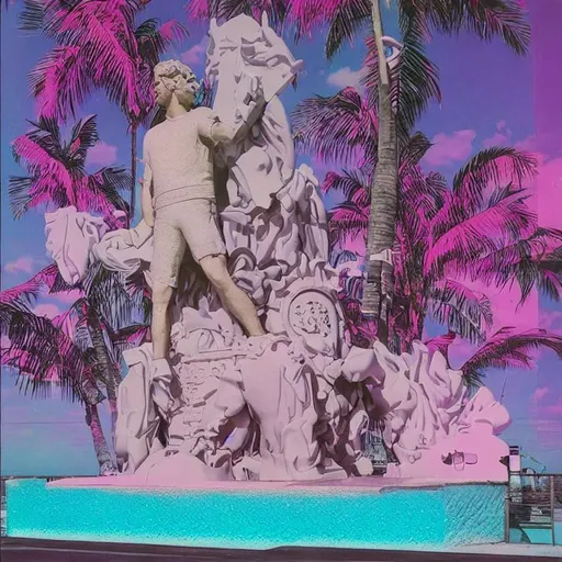 king rizz vaporwave synthwave retrowave statue 1980... | OpenArt