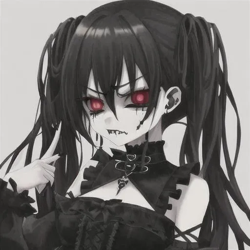 evil mad angry girl 17 emo gothic black gold scythe... | OpenArt