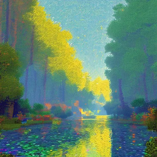 8 bit impressionistic river sienne