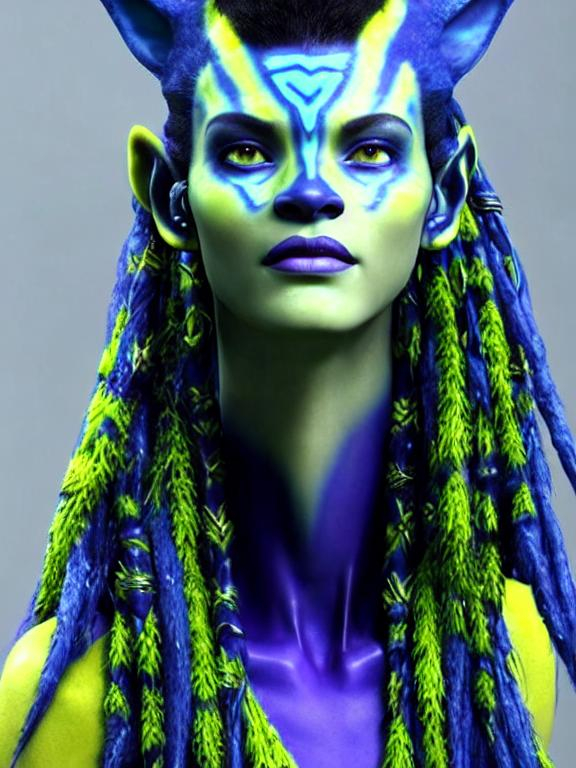 Na'vi from Pandora. Blue skin. Ultraviolet. Neytiri.... | OpenArt