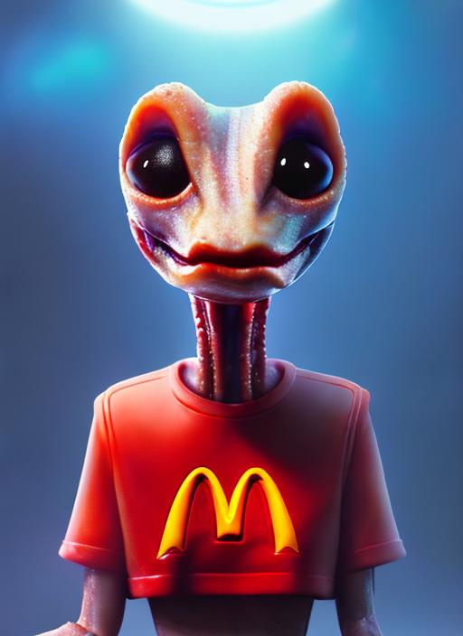 McDonald's burger head,alien,walking straight to the...