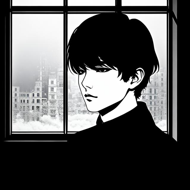 Haise Sasaki with long hair looking the window, insp... | OpenArt
