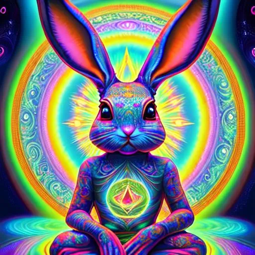 portrait ultra dimensional rabbit with long ears, en... | OpenArt