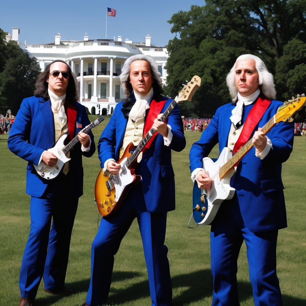 The American founding fathers playing in a rock band...
