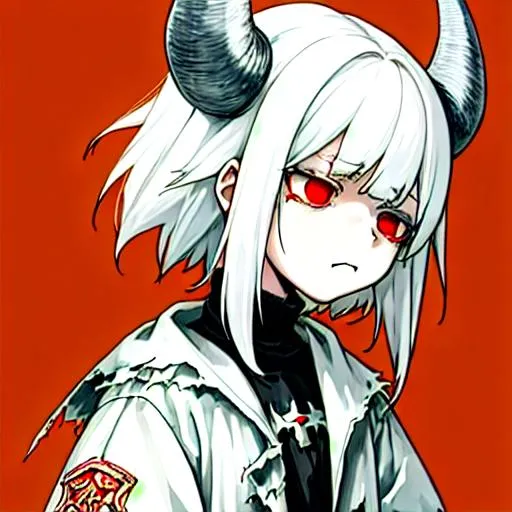 Zaley 1female (white hair) {white demon horns} child...