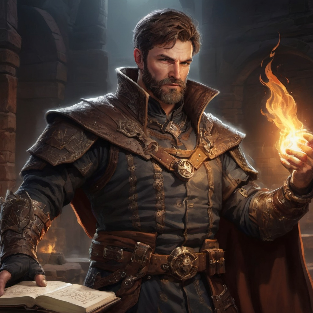 (head and torso) Male stocky large mature alchemist...