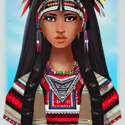 beautiful, feminine, aztec crossdresser, long black... | OpenArt