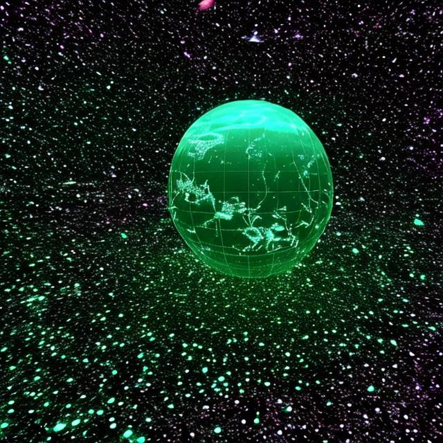 in space, glowing in the middle there is a spherical...