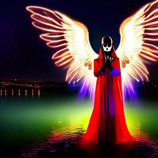 long scenic shot, a scary angel, beautiful liminal l... | OpenArt
