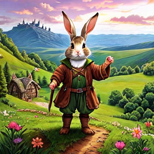 Rabbit Hobbit, standing proudly in the shire | OpenArt