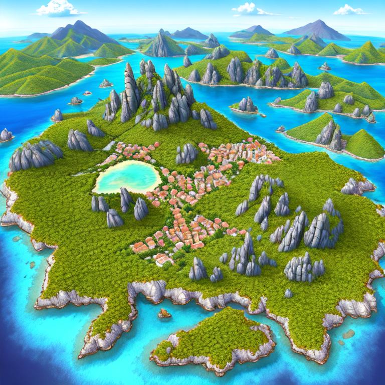 Aerial view of a small island country, with mountain... | OpenArt