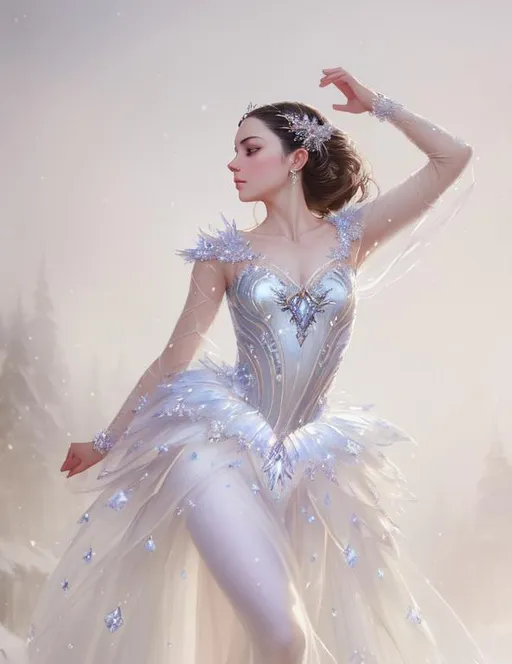 Photorealistic portrait of a beautiful ballerina wea...