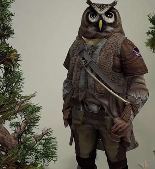 Owl-person Ranger with bow | OpenArt