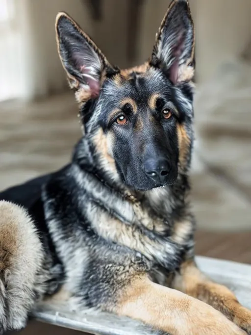 german shepherd, studio lighting