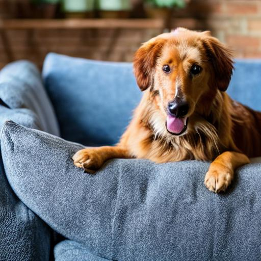 Dog on a couch, happy, fluffy | OpenArt