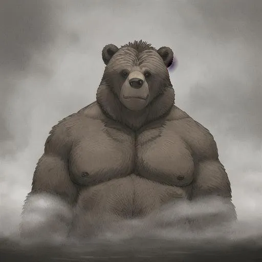 Khabib Nurmagomedov standing next to a grizzly bear... | OpenArt