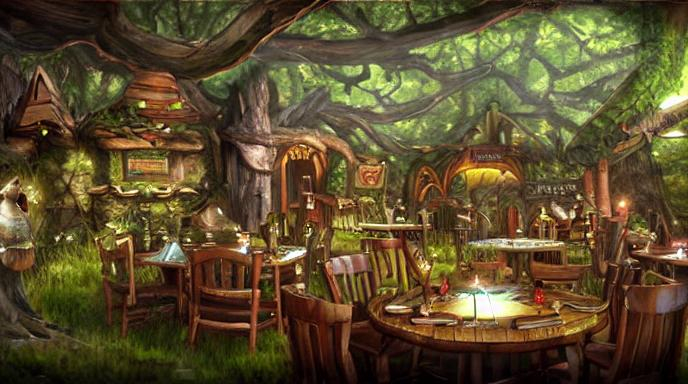 fantasy tavern near a forest