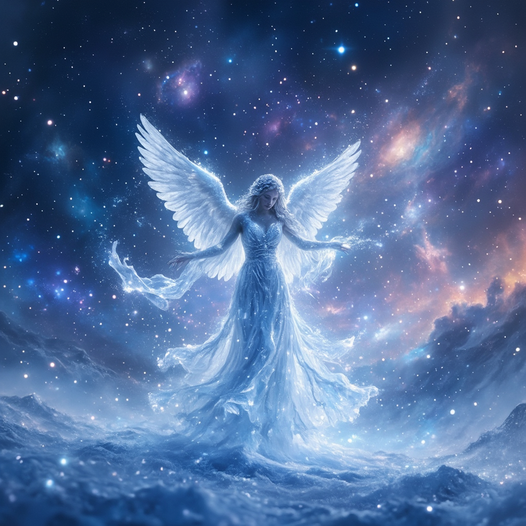 Mesmerizing Intergalactic snow angel dancing through...