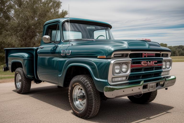 A wide angle longshot of Vintage GMC Trucks at a job...