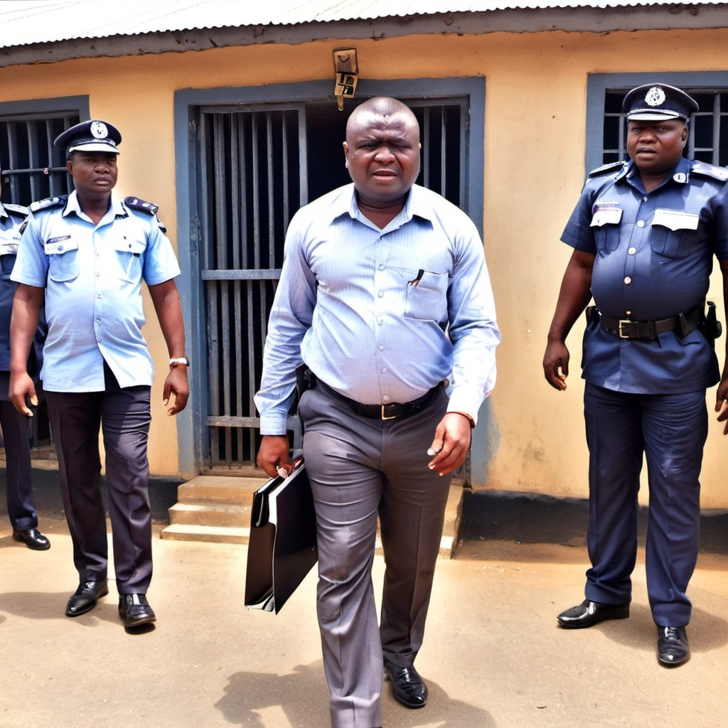 Okonkwo is locked in prison by the District Commissi...