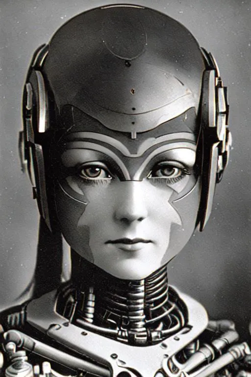 Portrait photo of a beautiful female cyborg from 192... | OpenArt