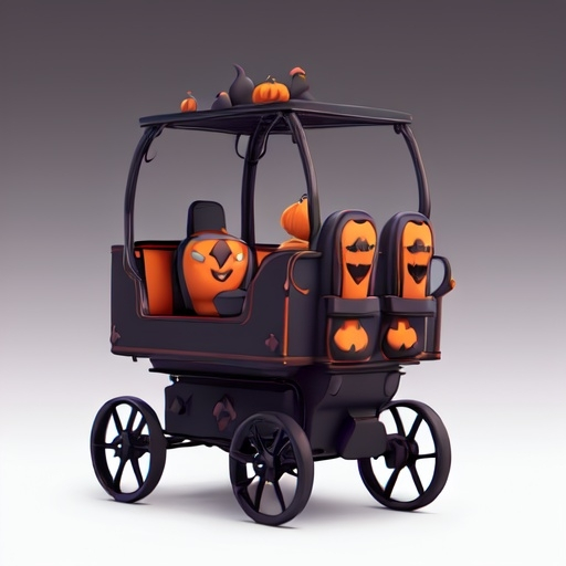 empty spooky Halloween style rollercoaster cart with...