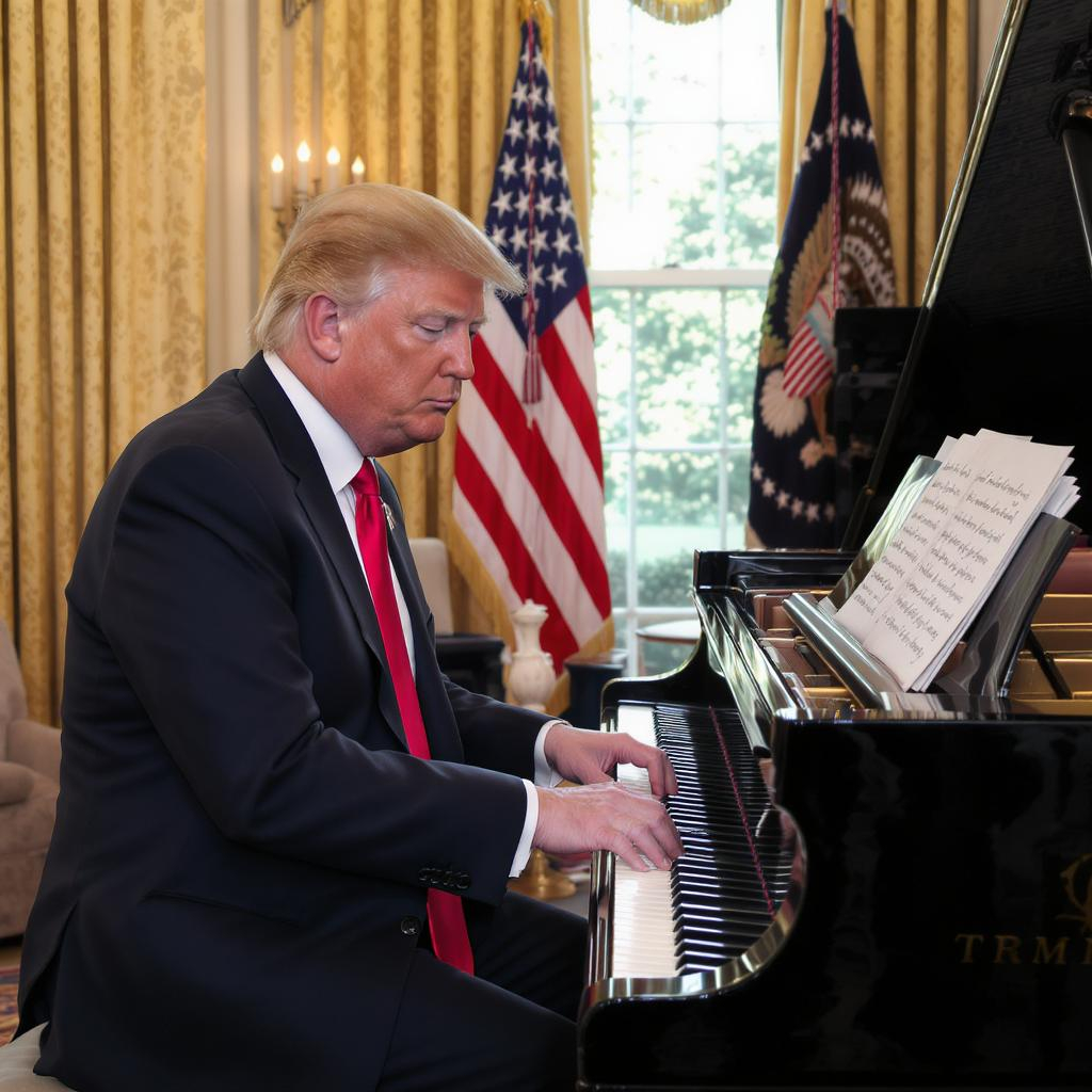 donald trump playing the piano in the wite house