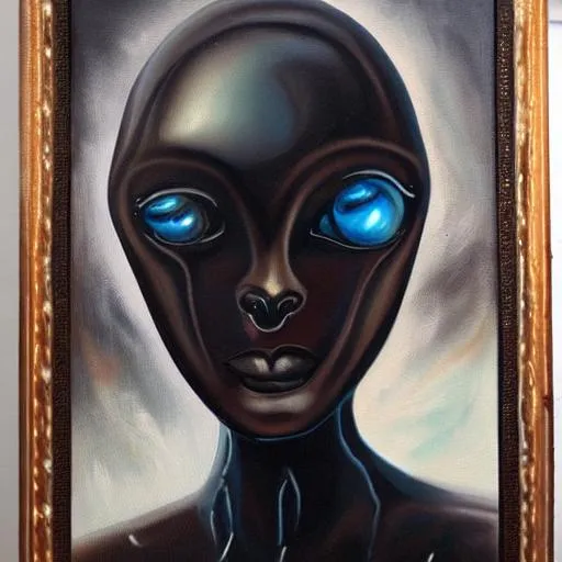 highly detailed oil painting of a black space alien | OpenArt