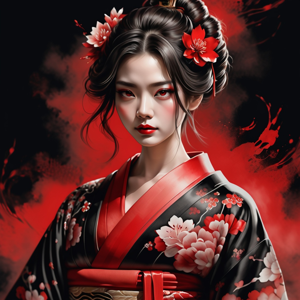 digital watercolor painting, a woman wearing an intr...