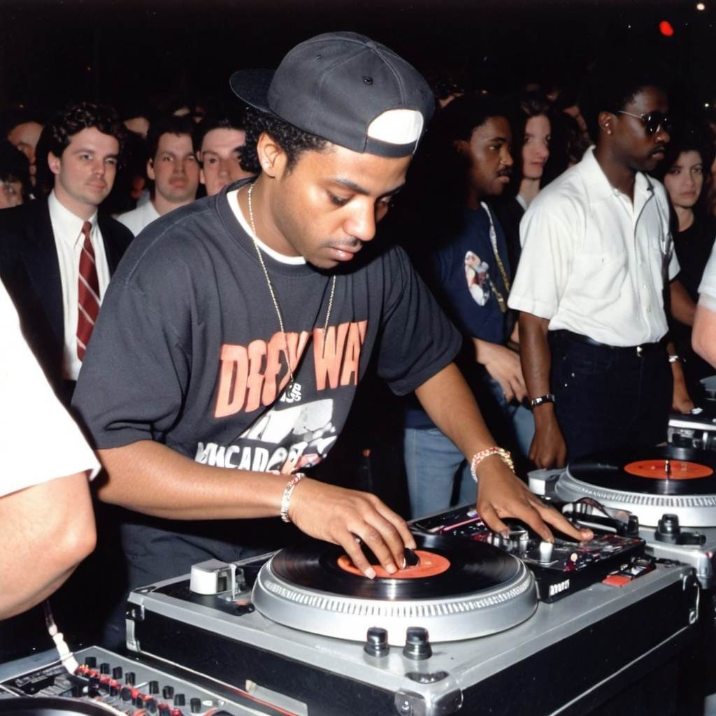 dj afro thunder mixing and scratching on two turntab...