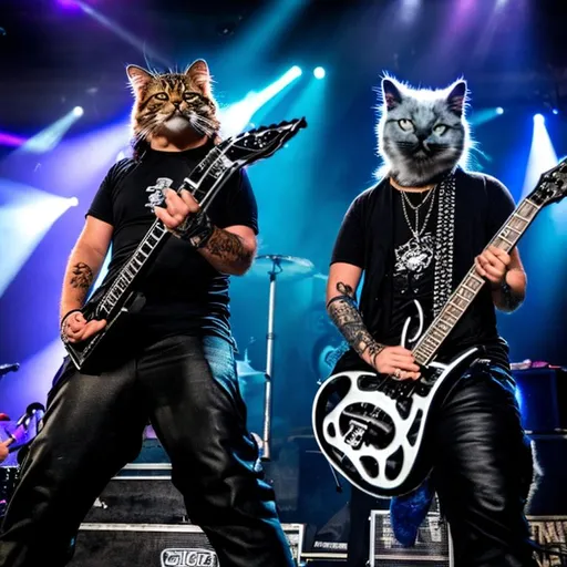 Cat is playing in a metal band. | OpenArt