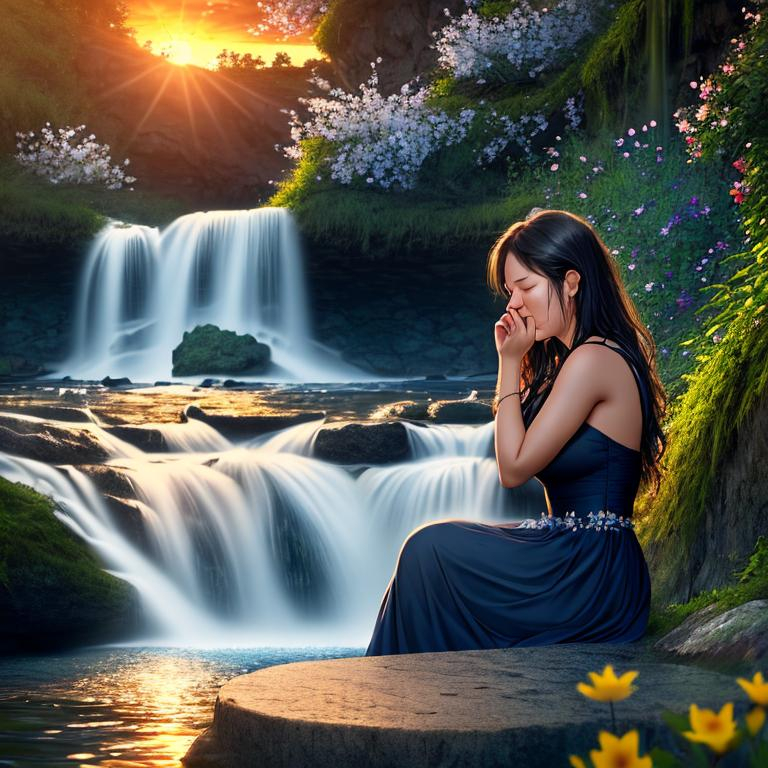 woman crying sitting outside, sad, sorrow, dark blue...