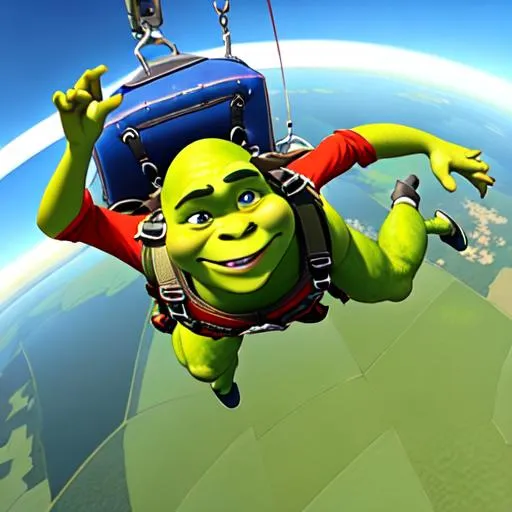 magine and depict scene where cartoon hero Shrek go...