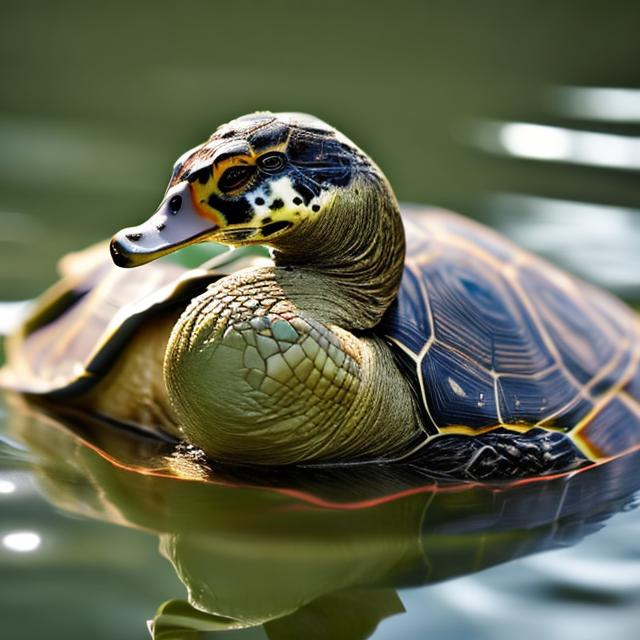photo realistic image of a turtle duck