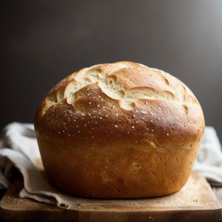 Close-up photograph of a freshly baked loaf of bread... | OpenArt