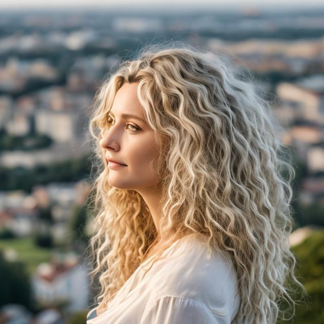 Portrait of A beautiful sophisticated Woman wavy whi... | OpenArt