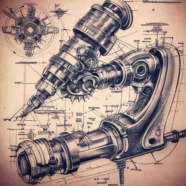detailed blueprint of tattoo gun and tattoo machine...