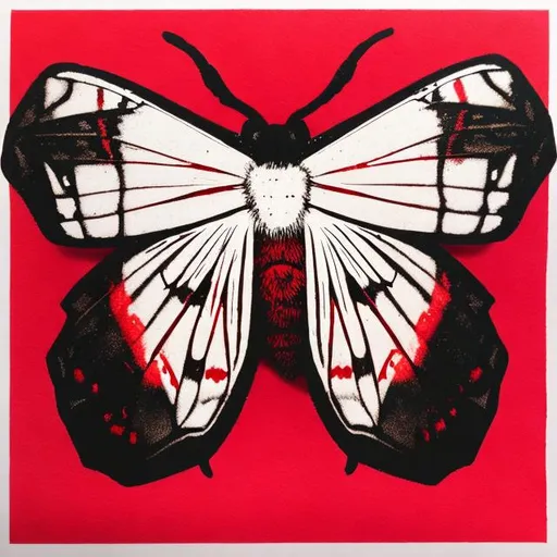 red and black screenprint moth