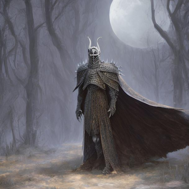 A painting of a menacing knight in a dark shaded arm... | OpenArt
