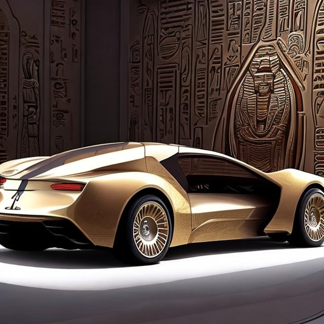 A modern car with a Pharaonic design with Pharaonic...