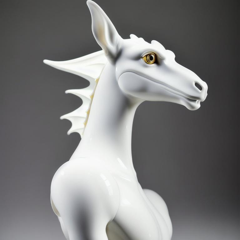 Smooth, white and featureless dragon mannequin with...