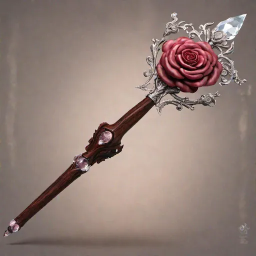 crystallized rose mounted on a rosewood wand, intric... | OpenArt