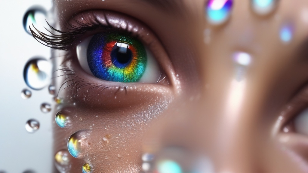 (huge reflective transparent drop with many reflecte...