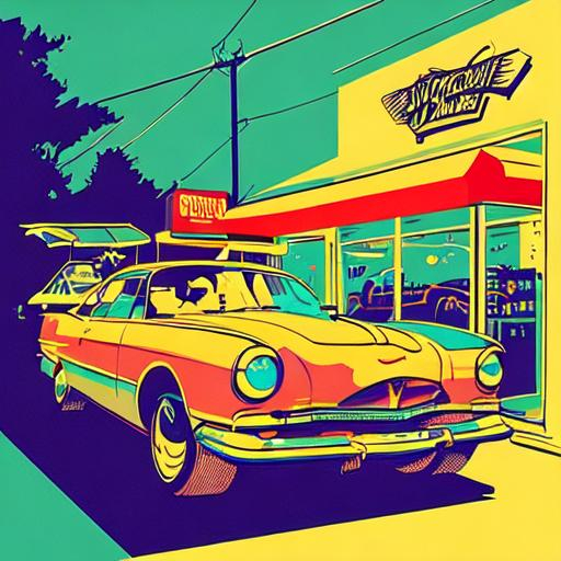Retro Vintage Illustrative Shop Animated with clear...