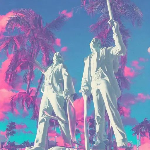 king rizz vaporwave synthwave retrowave statue 1980... | OpenArt