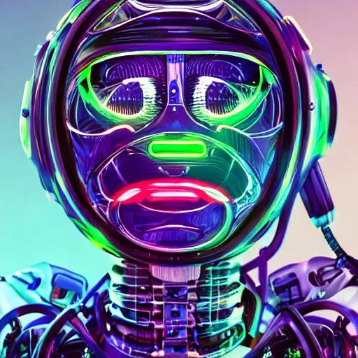 portrait of a robotic, neon middle school teacher wi... | OpenArt