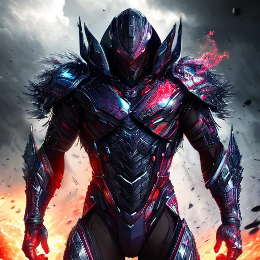 Spawn, cyborg, (((Knight))) in (black and red chrome... | OpenArt