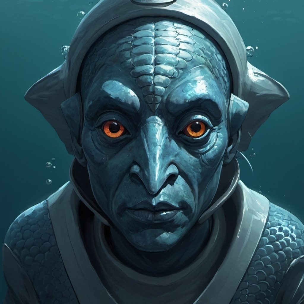 Fish person, digital concept art, fish person,