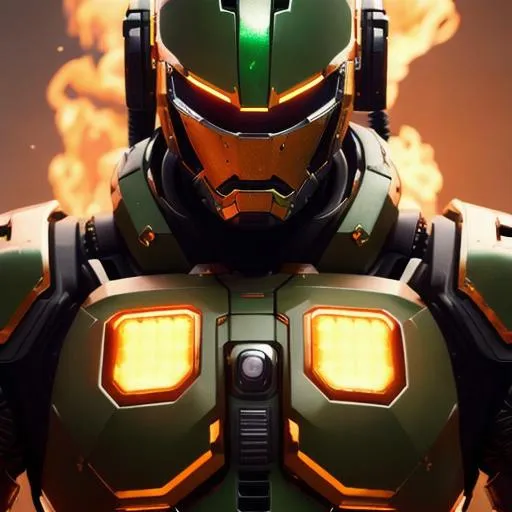 UHD, 8K, epic portrait of a robot wearing mech armor...